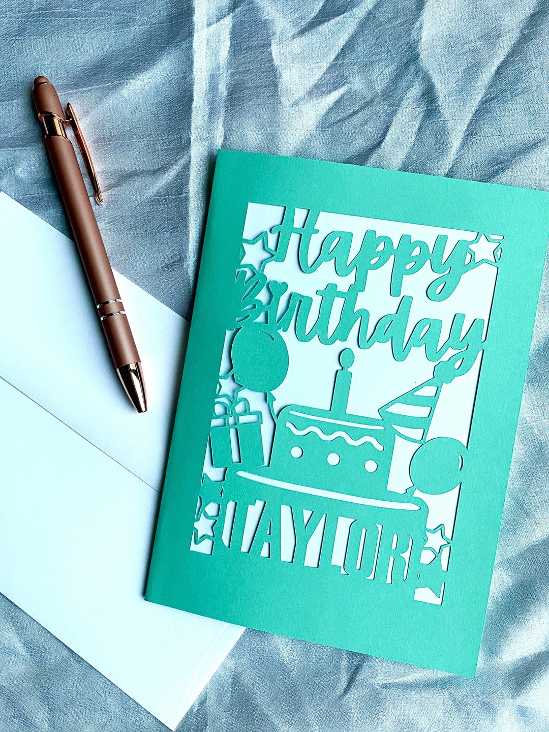 Personalized Happy Birthday Card SVG Custom Birthday Card Cut File for ...