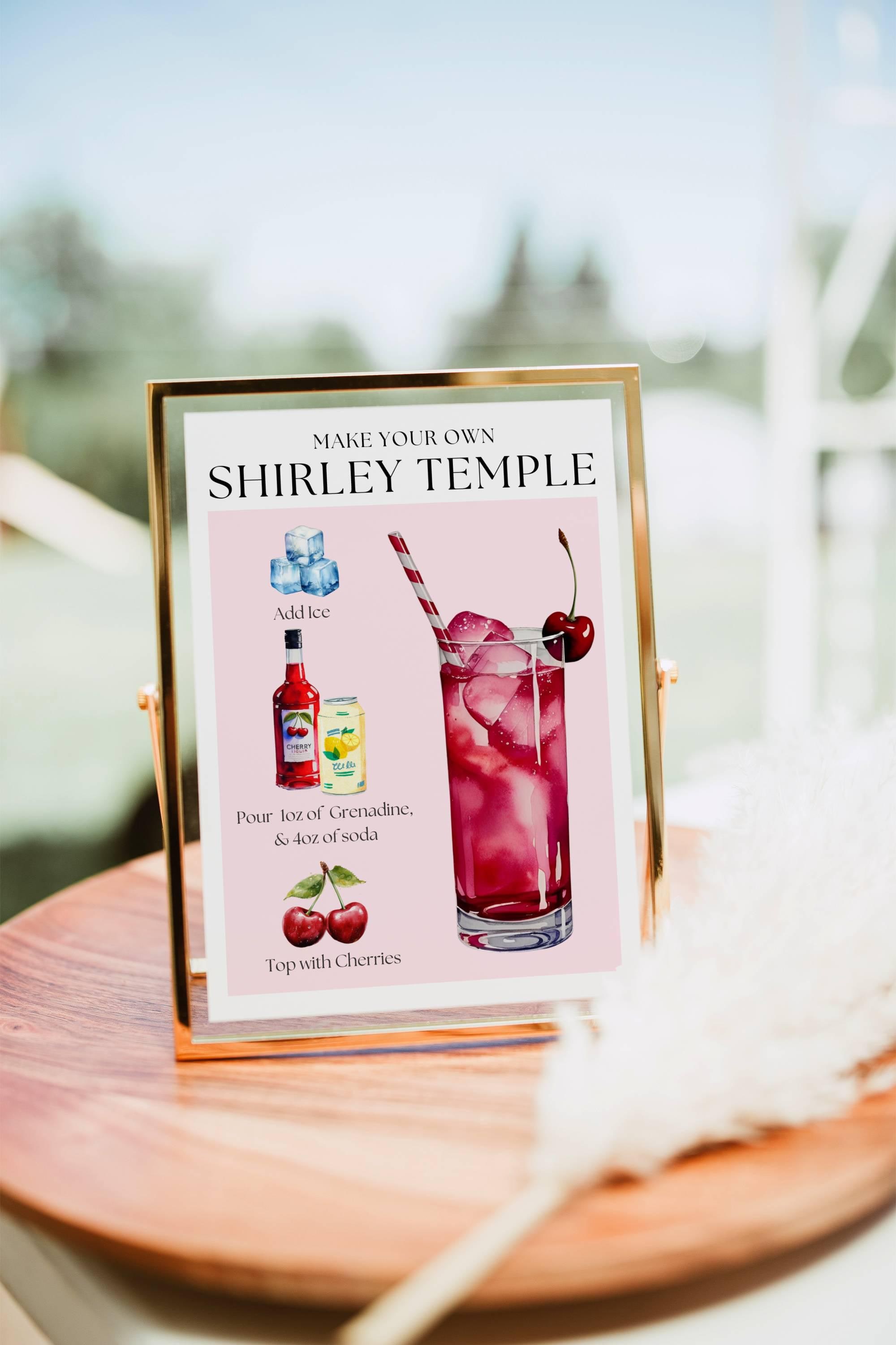 Shirley Temple Bar Sign, Shirley Temple Cherry Mocktail Signature Drink ...