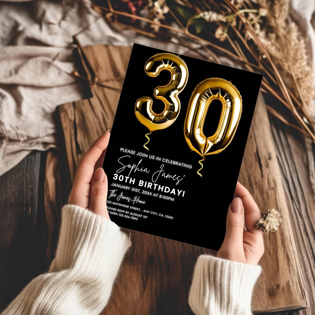 30th Birthday Party Invitation Template, Thirty Birthday Dinner Invite ...