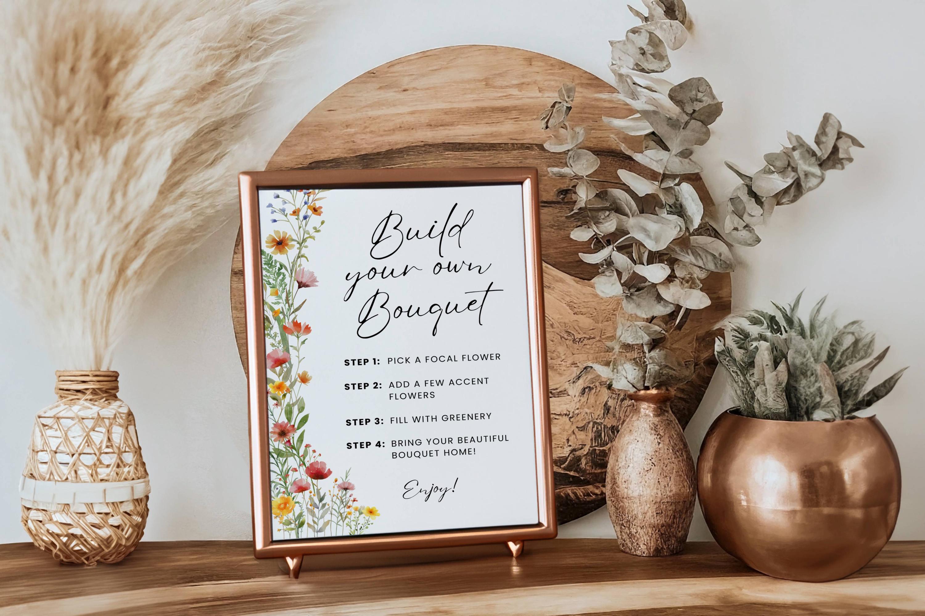 Flower Bar Sign, Build Your Own Bouquet Print Template, Floral Bridal ...