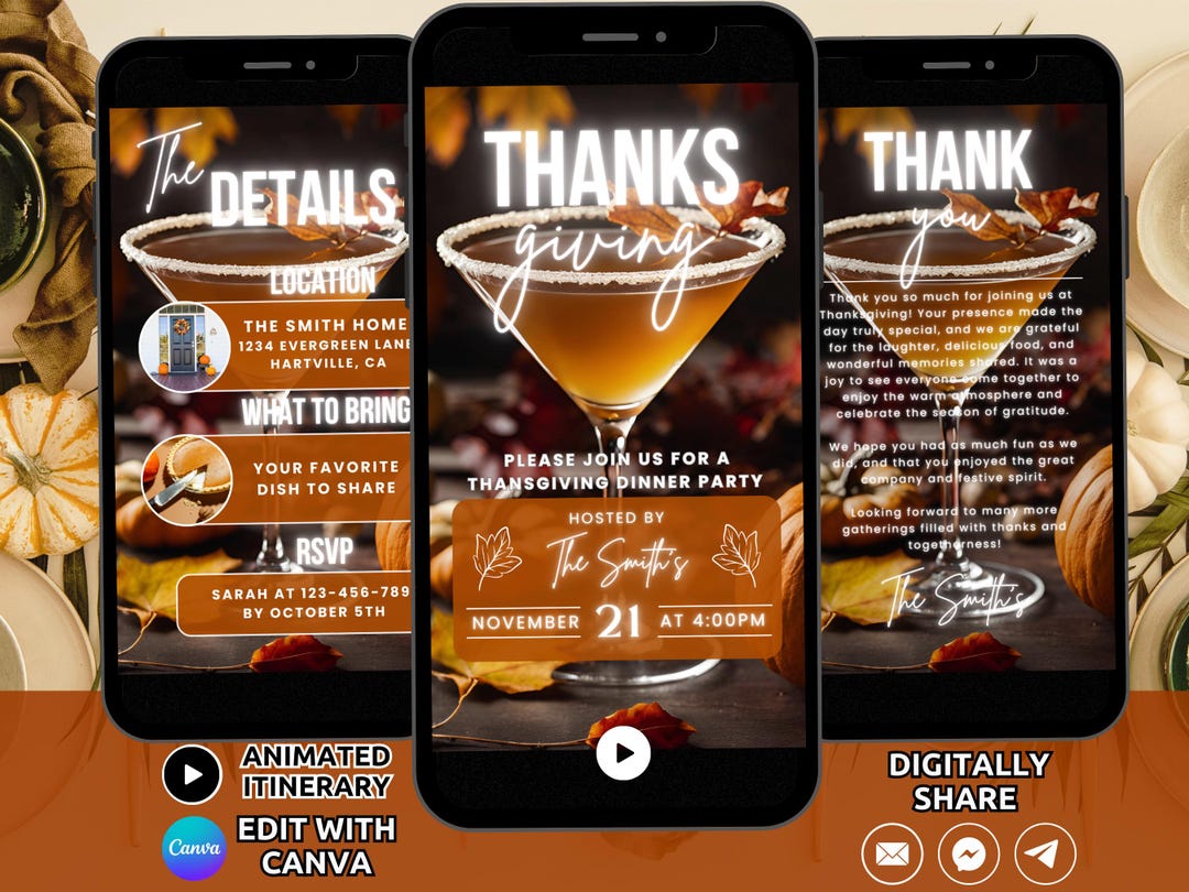 Digital Thanksgiving Invitation Template, Friendsgiving Party Invite ...