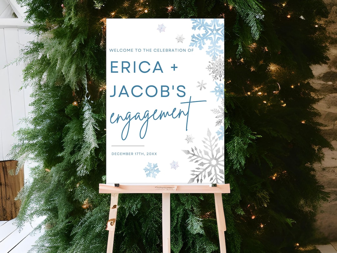 Snowflake Engagement Party Sign, Winter Engagement Welcome Sign ...