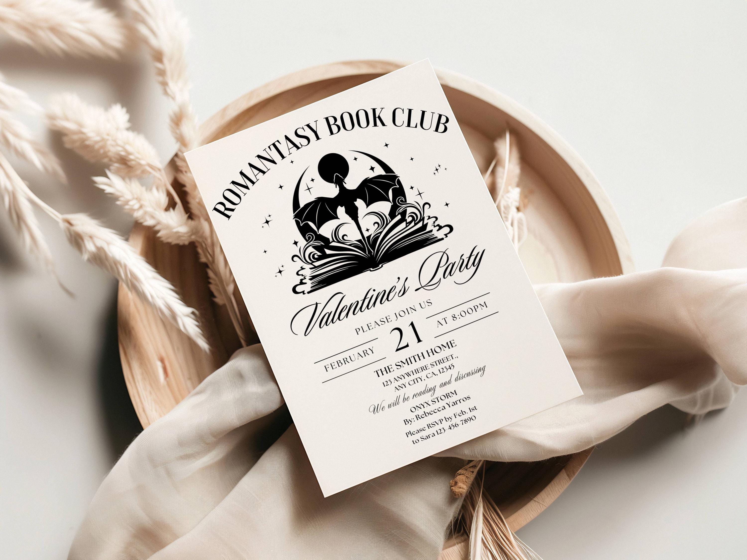 Romantasy Book Club Invitation Template, Valentine's Fantasy Book Party ...