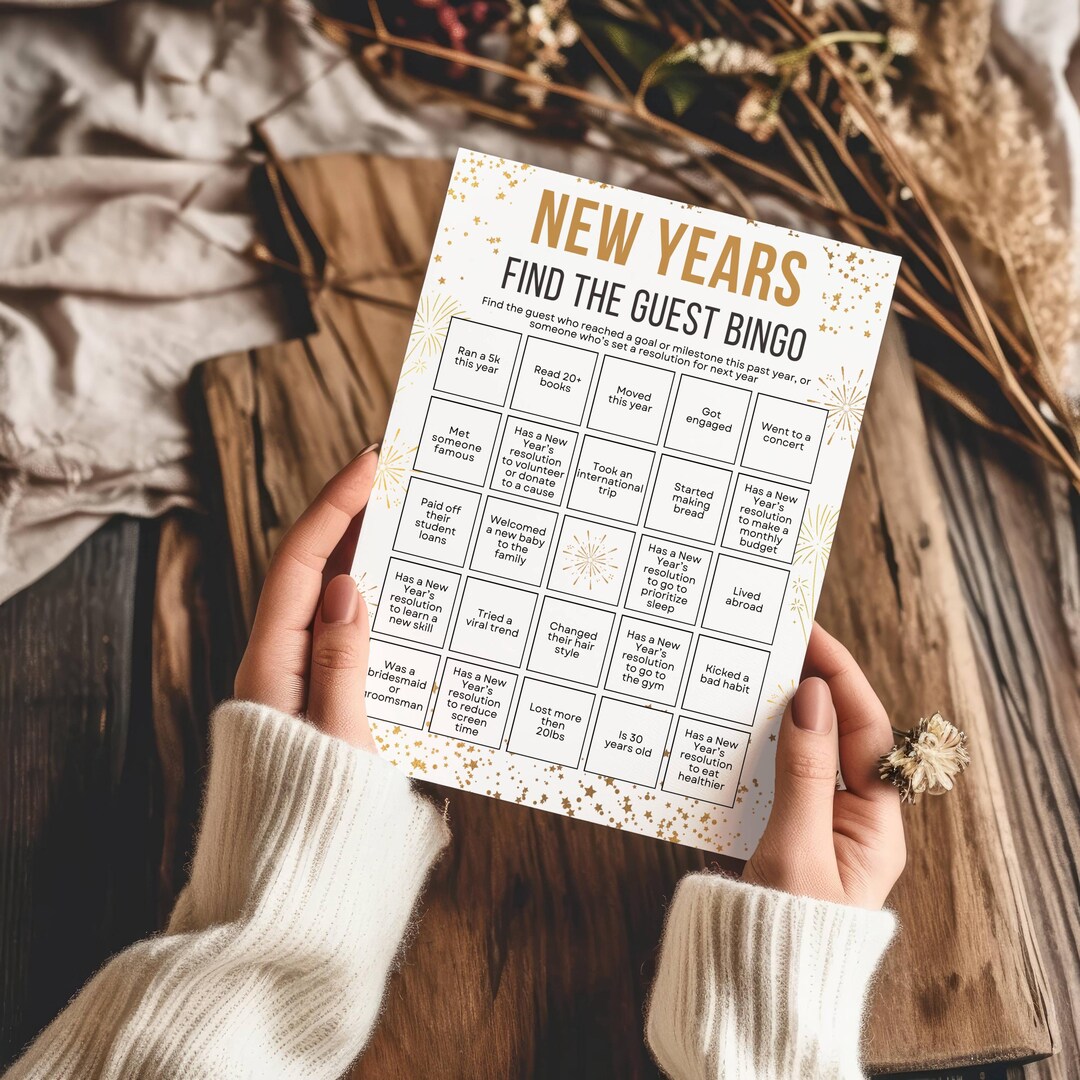 New Years Game, Fun Find the Guest Bingo New Years Eve Party Game ...