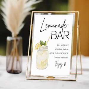Lemonade Bar Sign, Lemonade Bar Mocktail Print, Signature Drink Bar ...