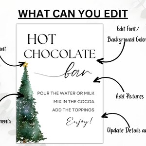 Hot Chocolate Bar Sign, Modern Hot Cocoa Bar Menu Print, Holiday Party ...