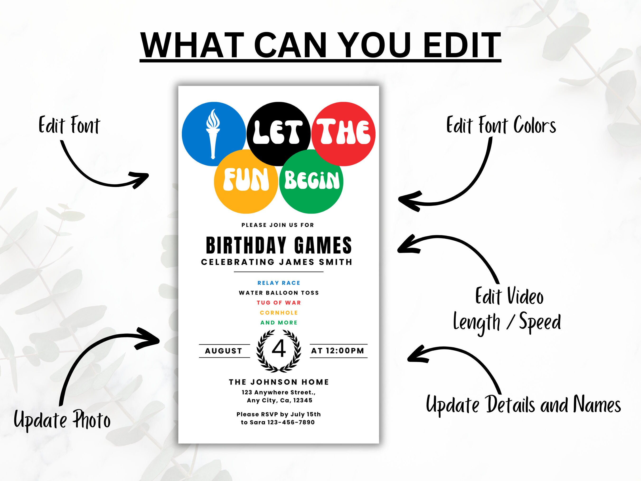 Summer Games Birthday Party Invitation, Digital Backyard Games Party ...