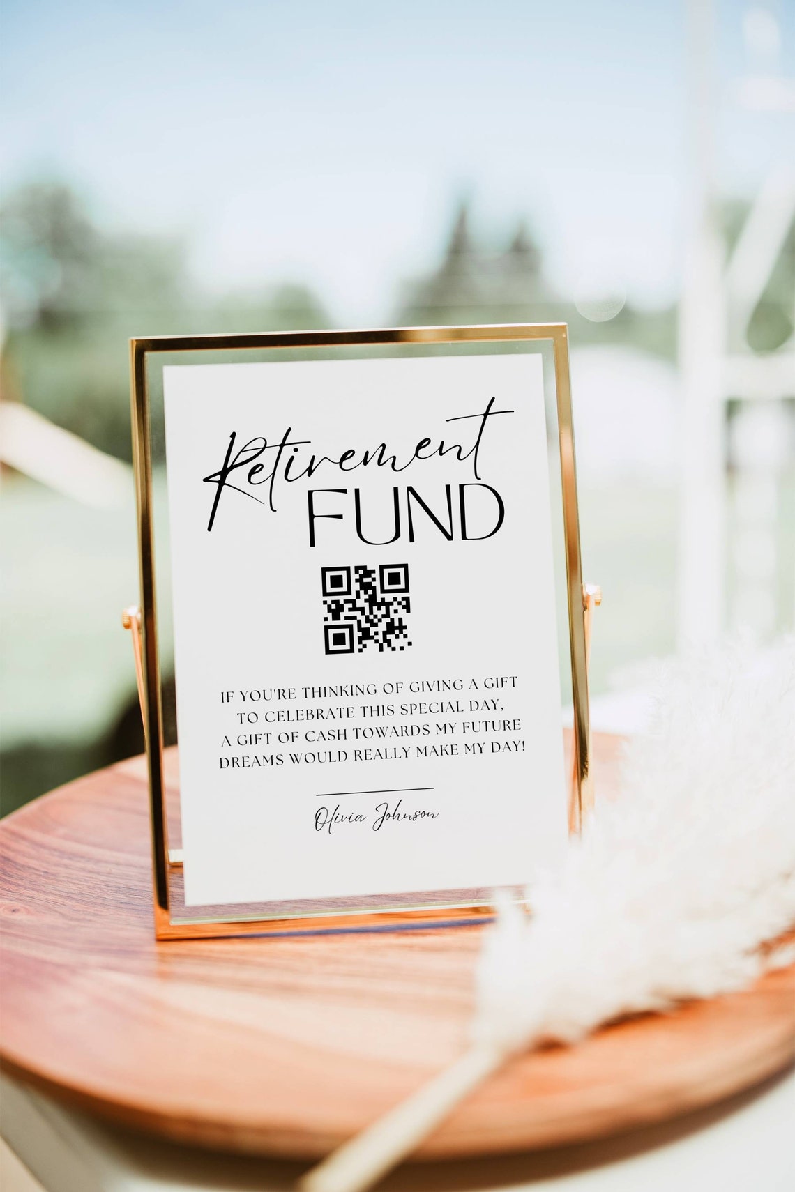 Retirement Fund QR Code Sign, Travel Fund Sign, Modern Retirement Party ...