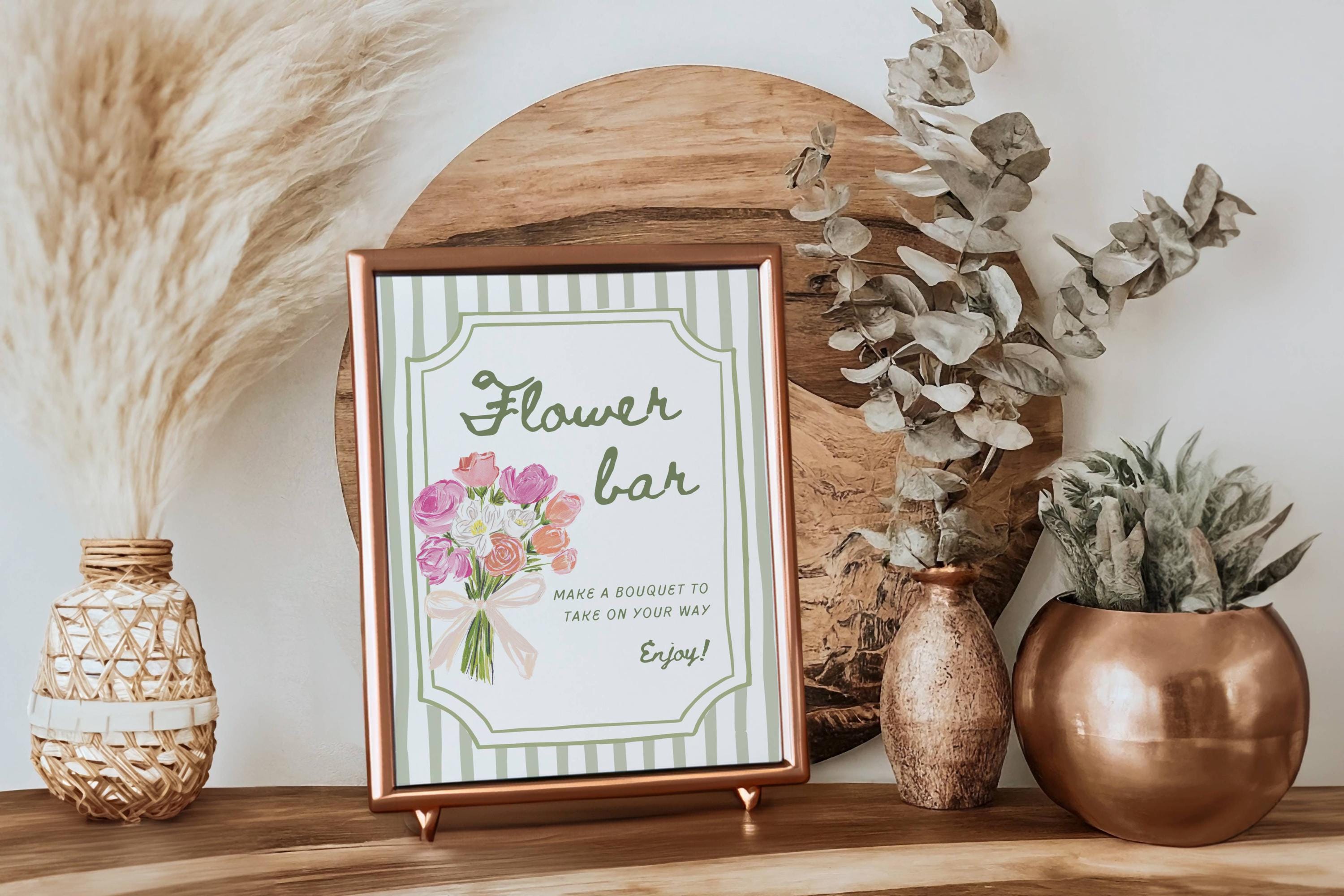 Flower Bar Sign, Wildflower Bouquet Bar Print Template, Floral Bridal ...