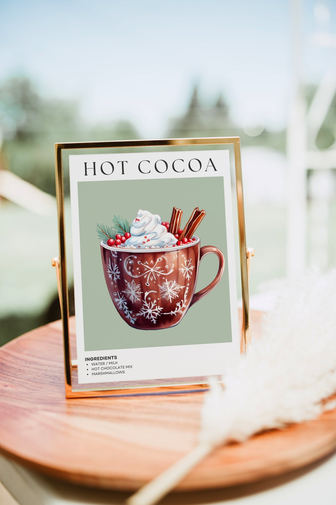 Hot Chocolate Bar Sign, Modern Hot Cocoa Bar Menu Print, Holiday Party ...
