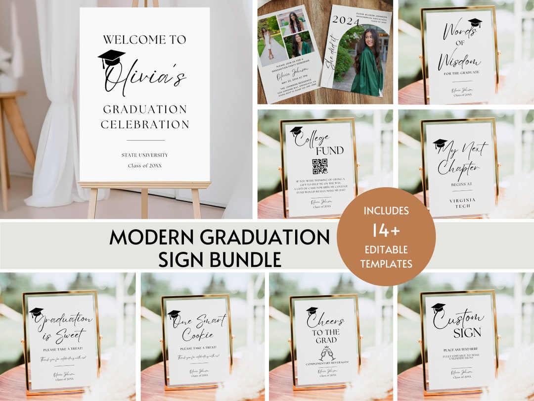 Graduation Party Sign Bundle Template, Graduation Table Signs, Grad ...