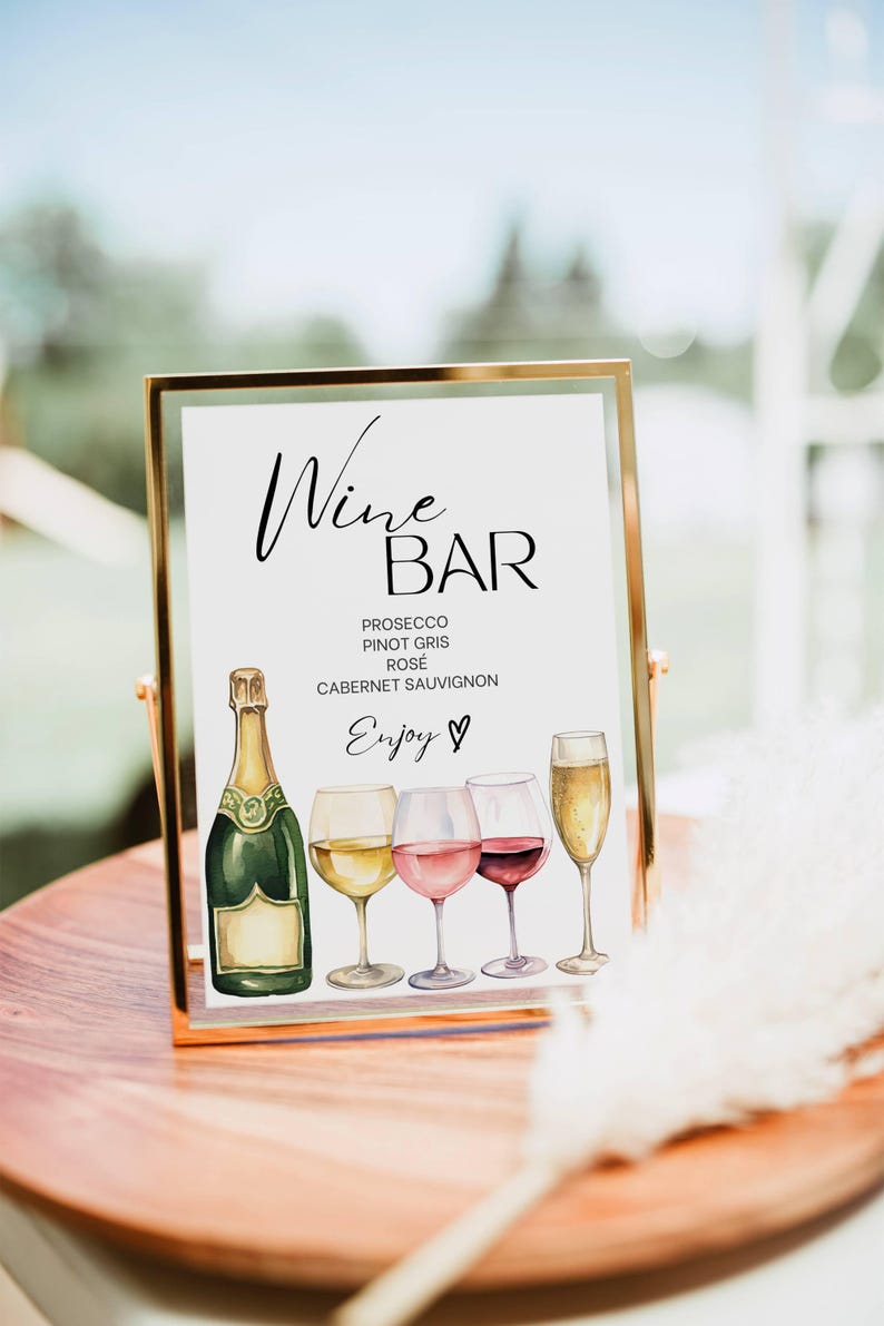 Wine Bar Sign, Drinks Bar Cocktail Print, White Red Wine Prosecco ...