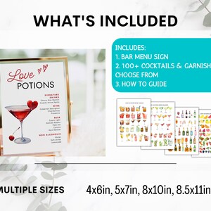 Valentine's Bar Menu Sign Template, Signature Drink Bar Menu Template ...
