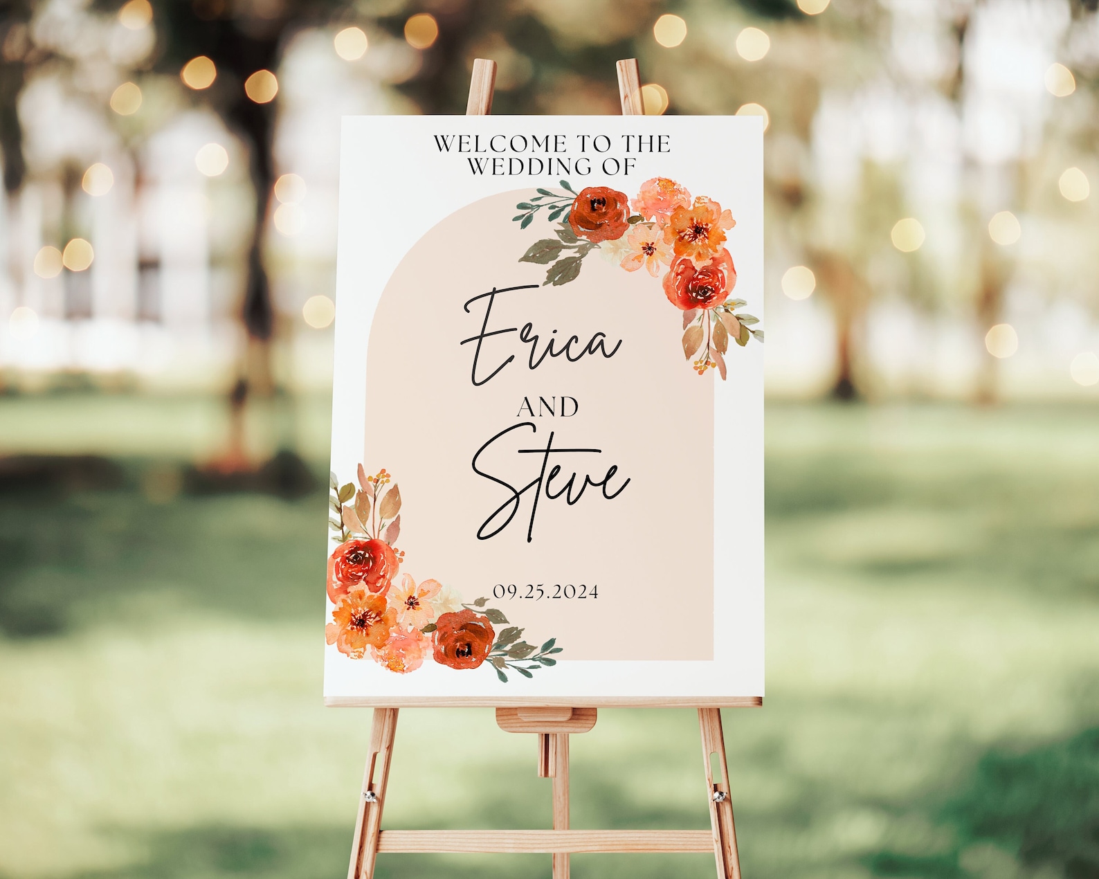 Terracotta Welcome Wedding Sign, Boho Floral Wedding Welcome Sign ...