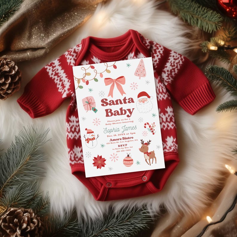 Santa Baby Shower Invitation Template, A Merry Little Christmas Baby ...