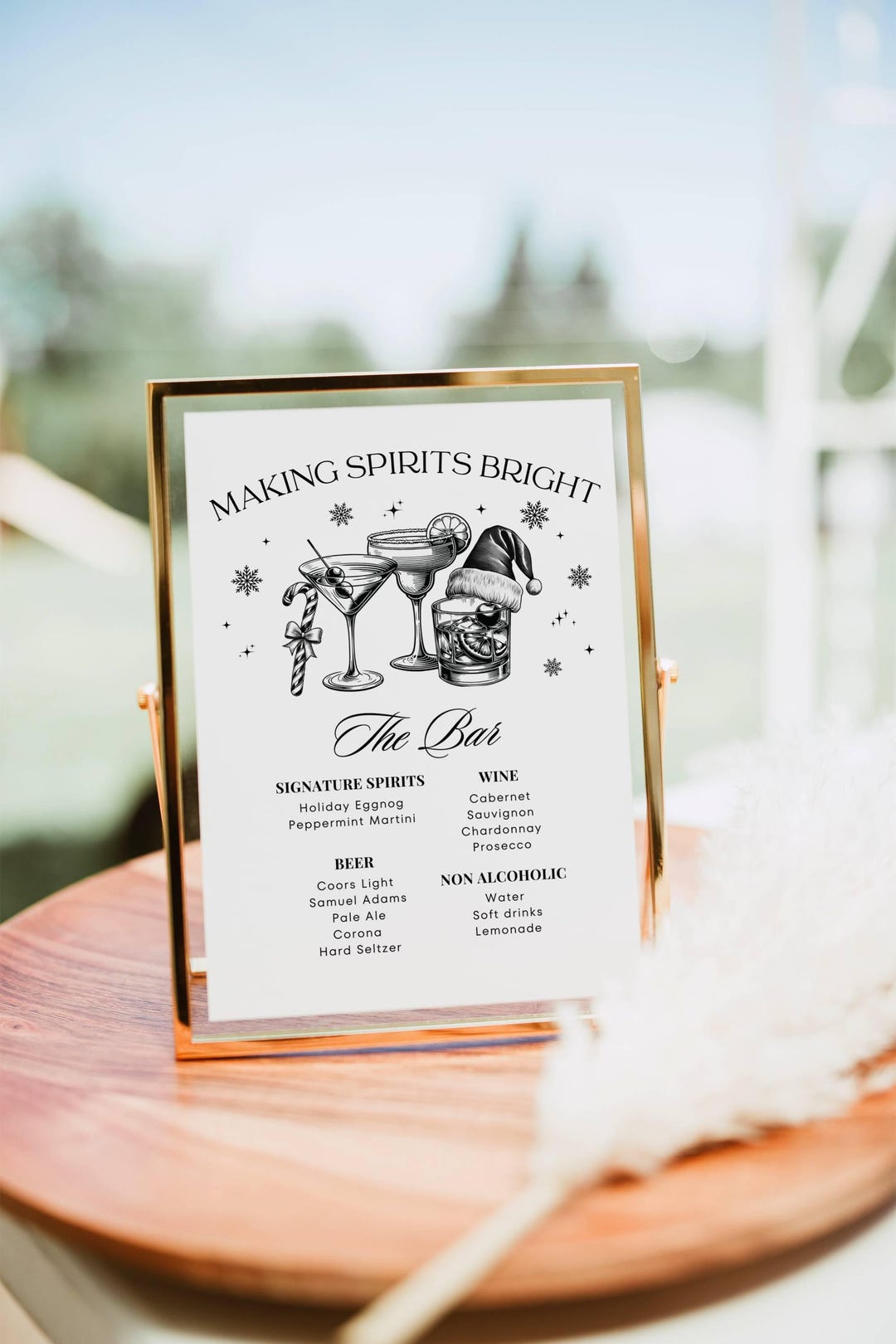 Christmas Bar Menu Sign Template, Signature Drink Sign Template ...