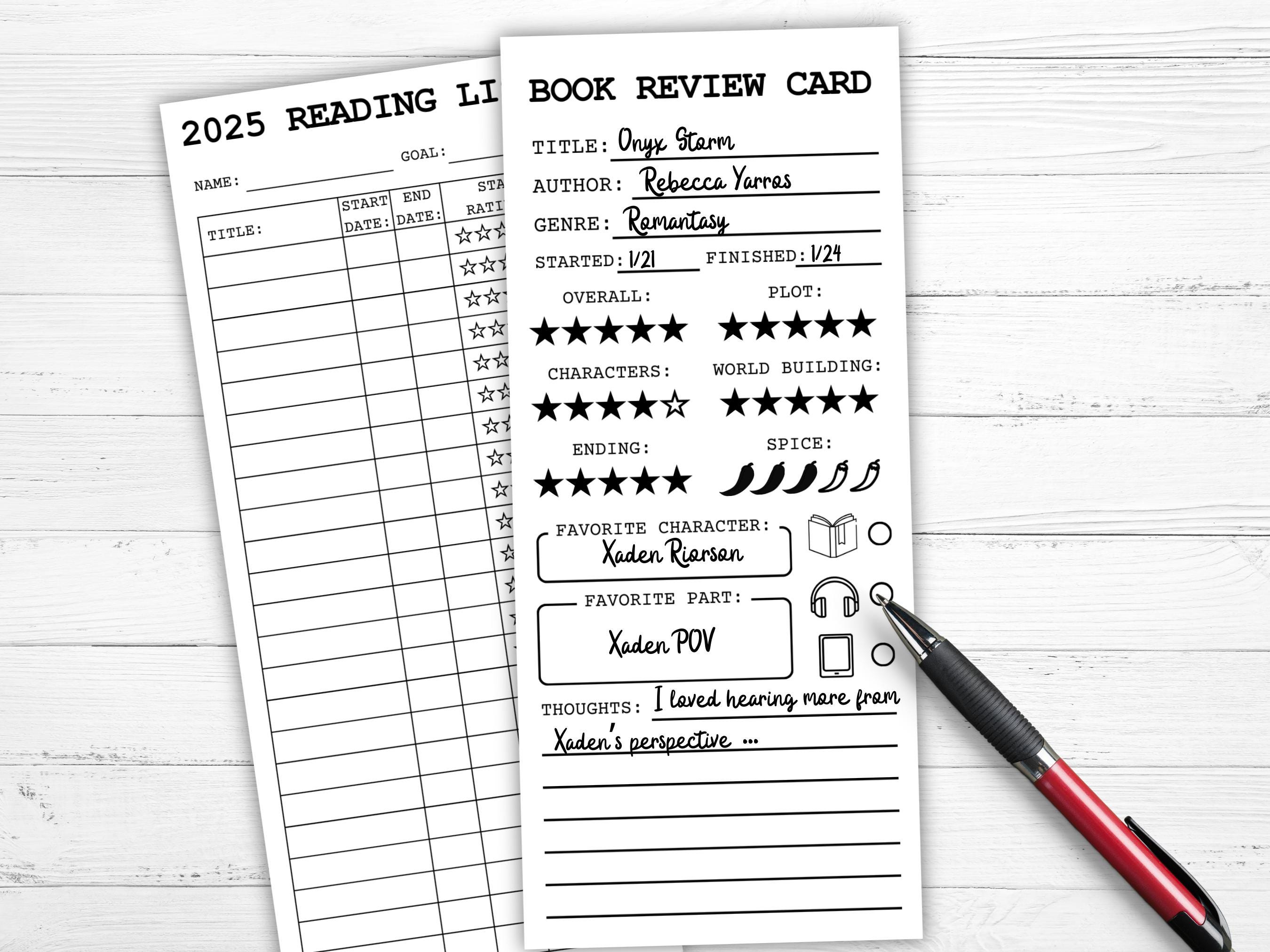 Book Review & Reading List Bookmark Bundle Printable Template, Book ...