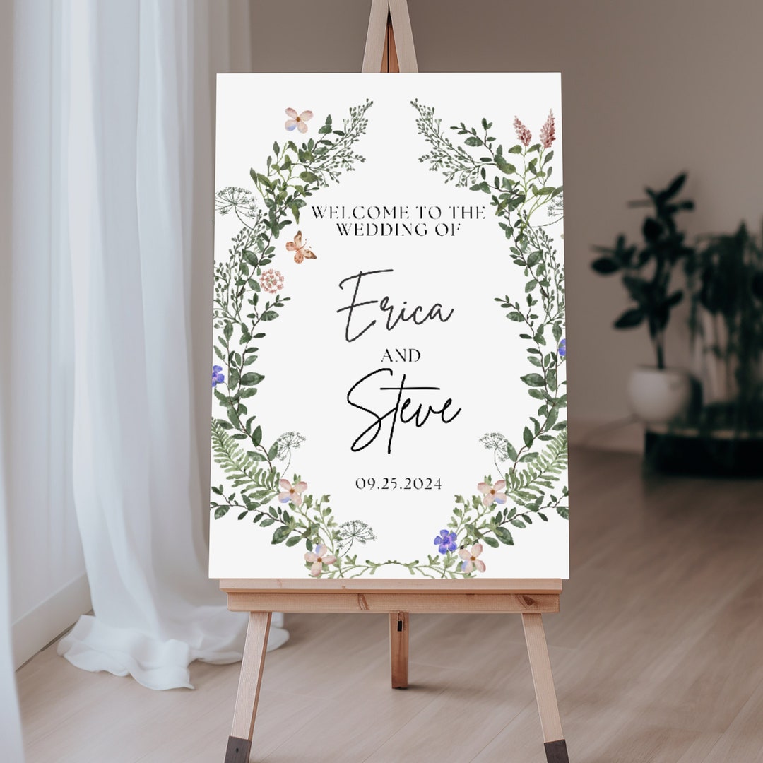 Wildflower Wedding Welcome Sign, Boho Floral Welcome Wedding Sign ...