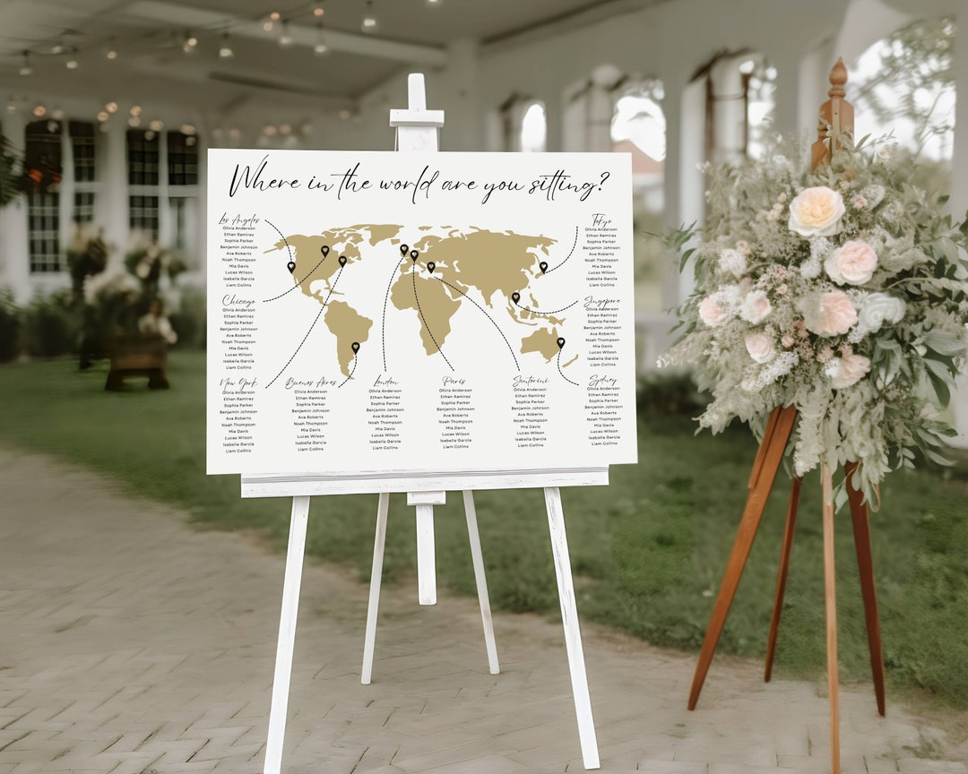 Destination Wedding Seating Chart Sign, Modern Seating Plan Template ...