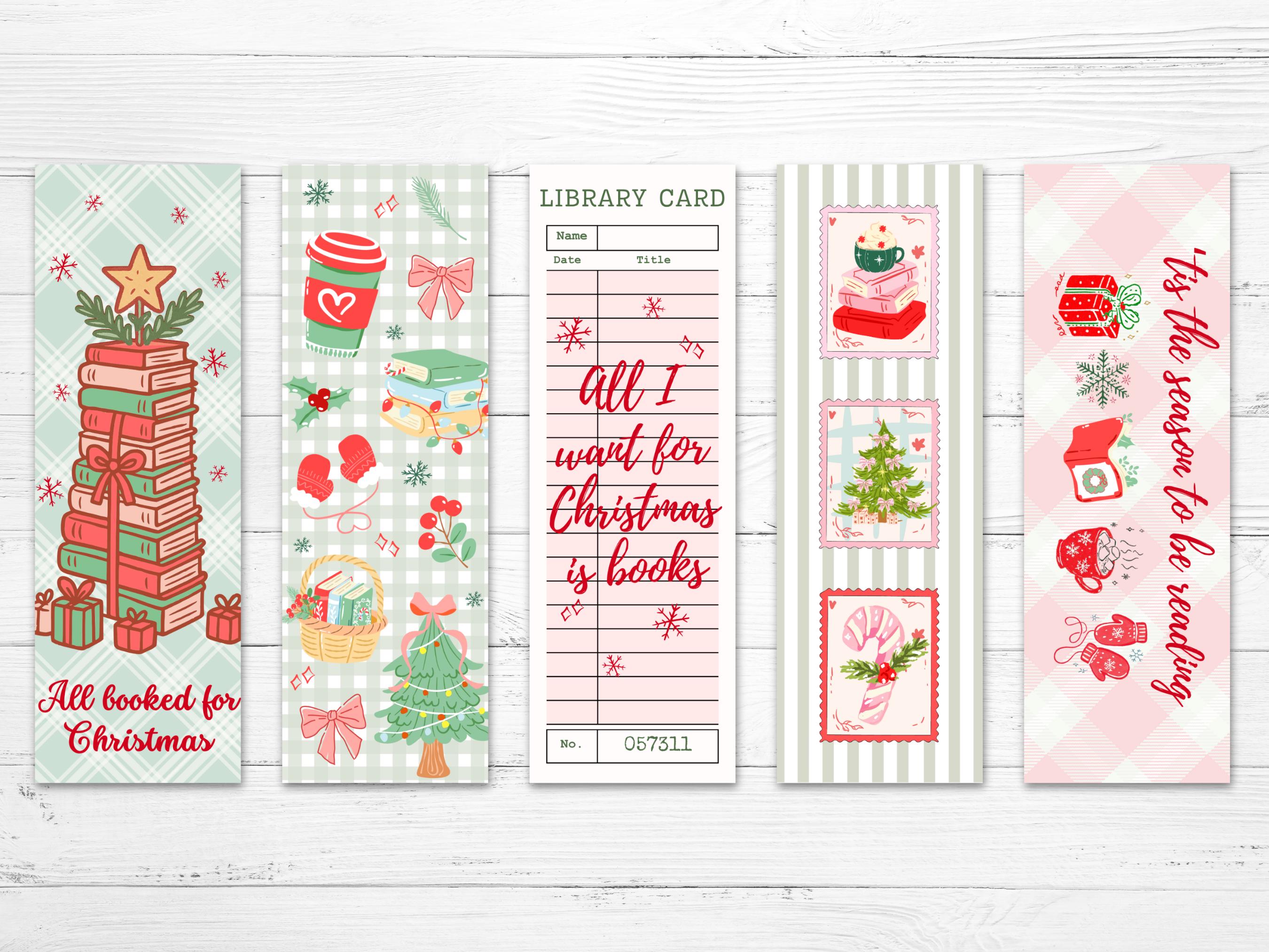 Christmas Holiday Bookmark Bundle, Cozy Winter Book Mark Set Printable ...