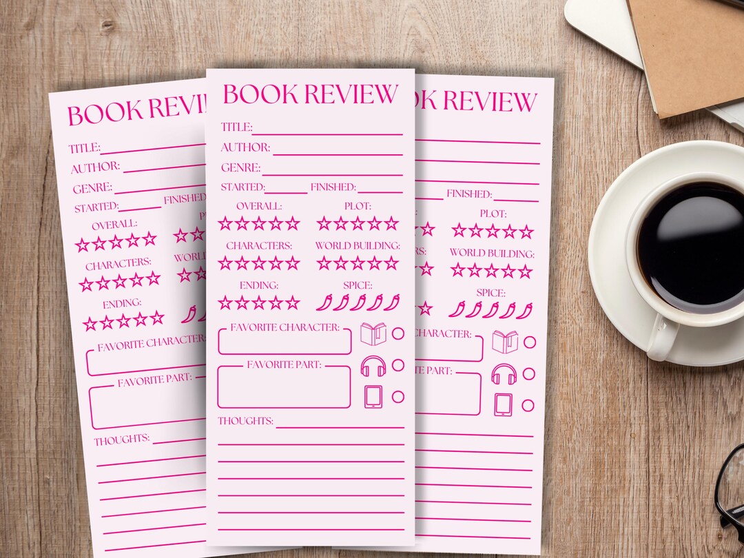 Pink Book Review Bookmark Template, Book Club Discussion Game Bookmark ...