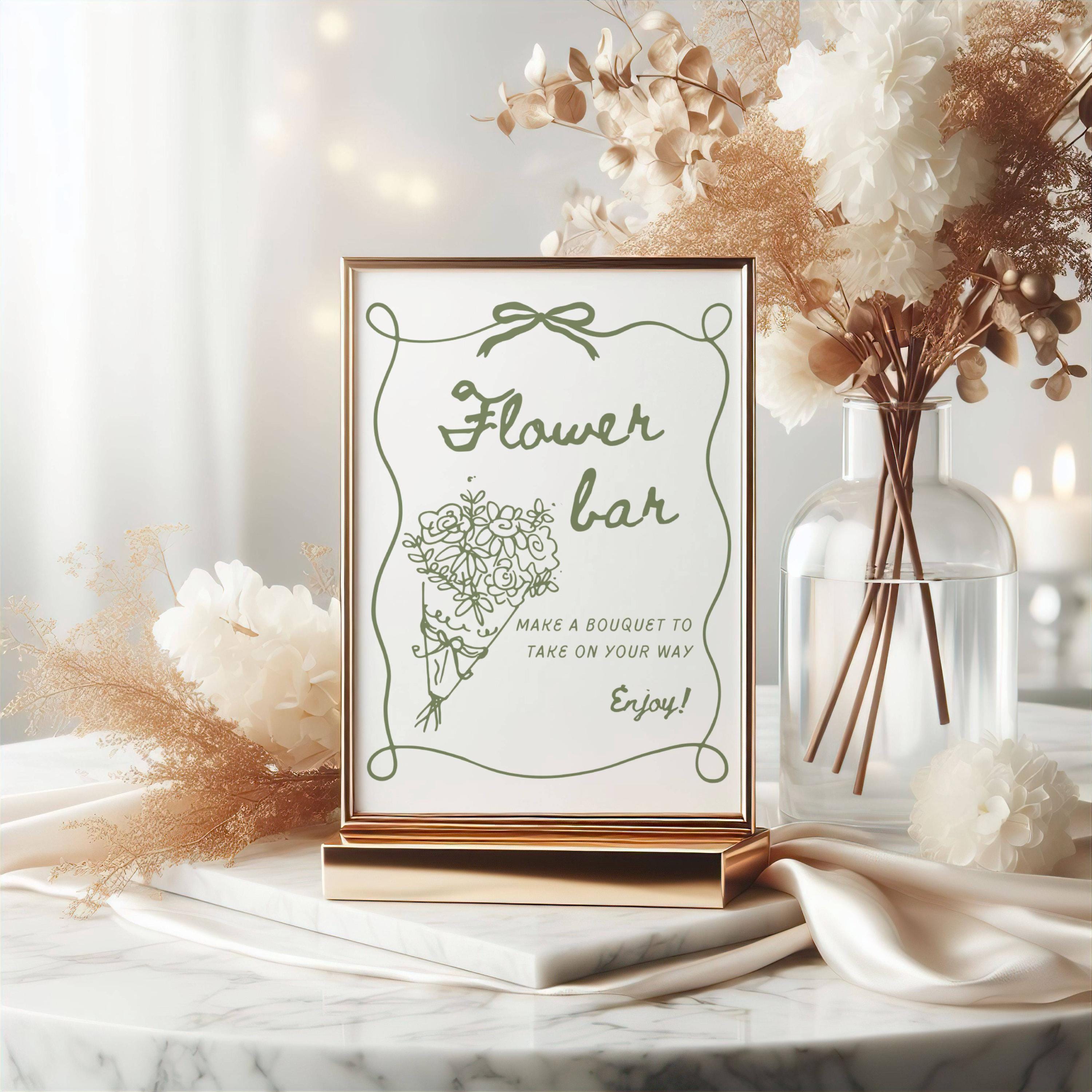 Flower Bar Sign, Wildflower Bouquet Bar Print Template, Floral Bridal ...