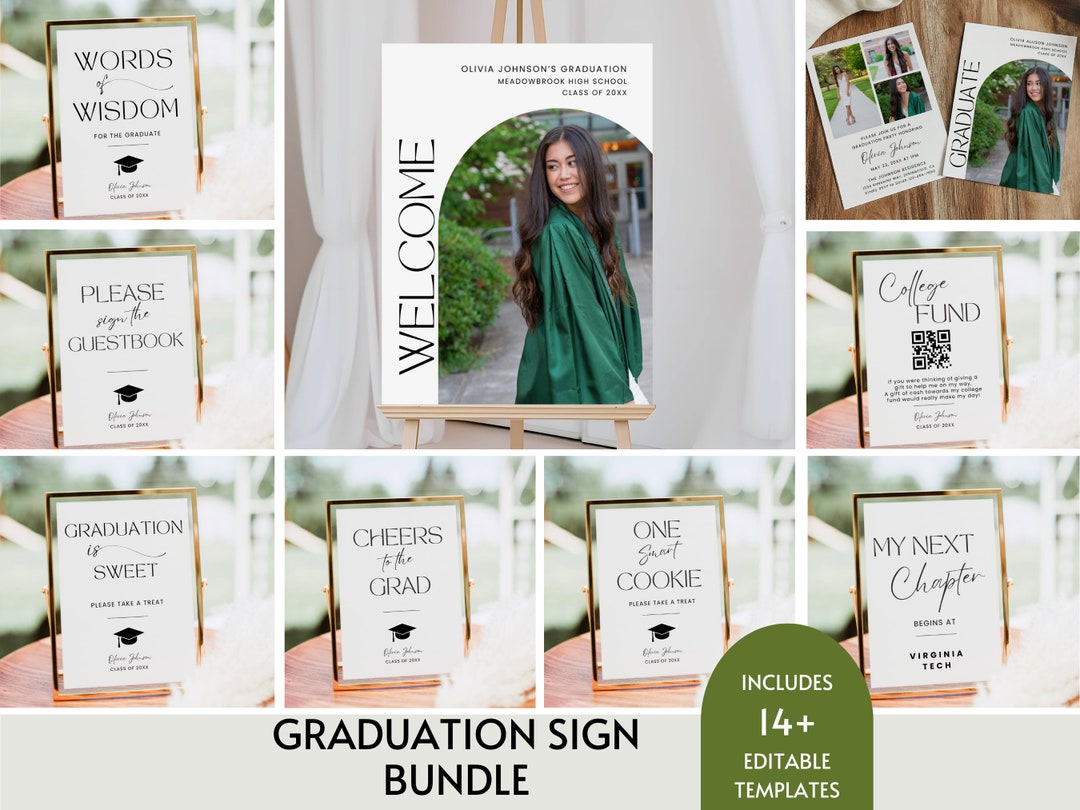 Graduation Party Sign Bundle Template, Graduation Table Signs, Grad ...