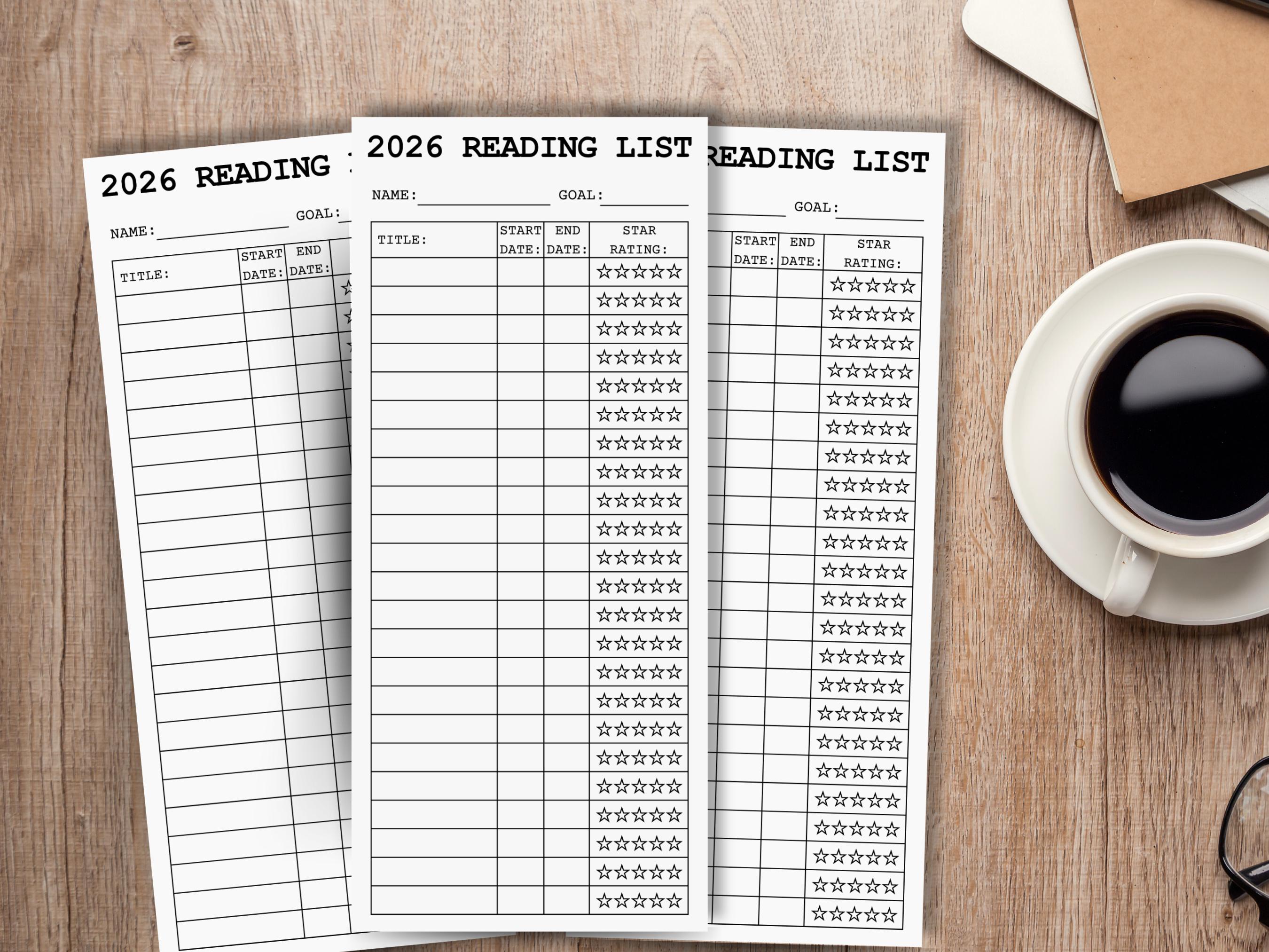 2026 Reading List Bookmark Printable Template, Book Club Book Tracker ...