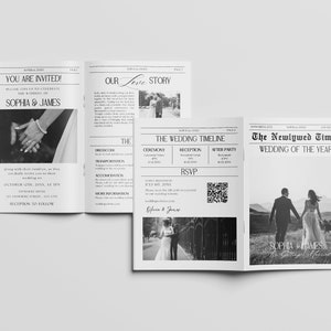 Newspaper Wedding Invitation Template, Editable Wedding Newspaper ...