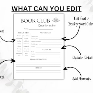 Book Club Survey Questionnaire, Reading Group What to Read Next Survey ...