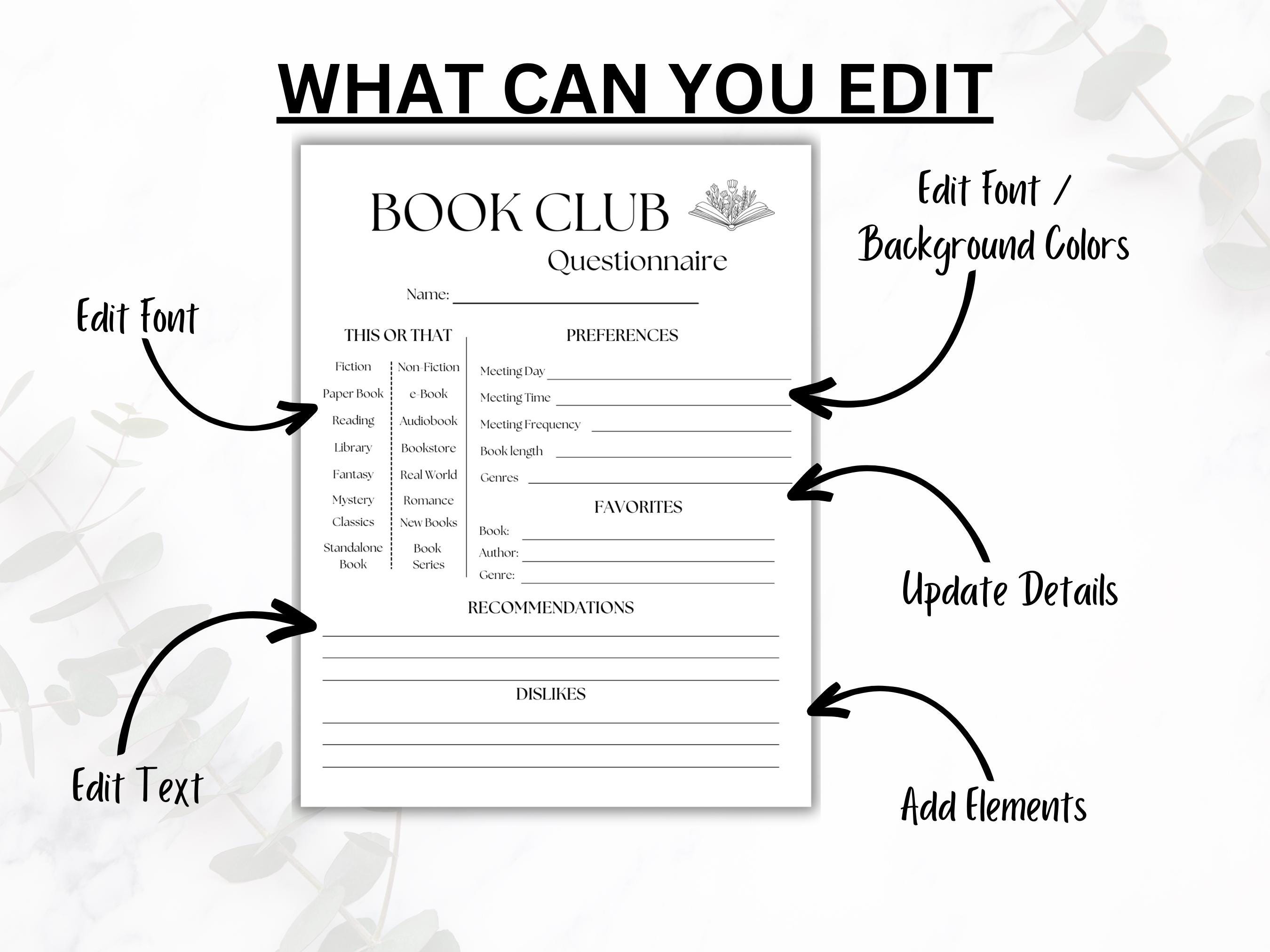 Book Club Survey Questionnaire, Reading Group What to Read Next Survey ...