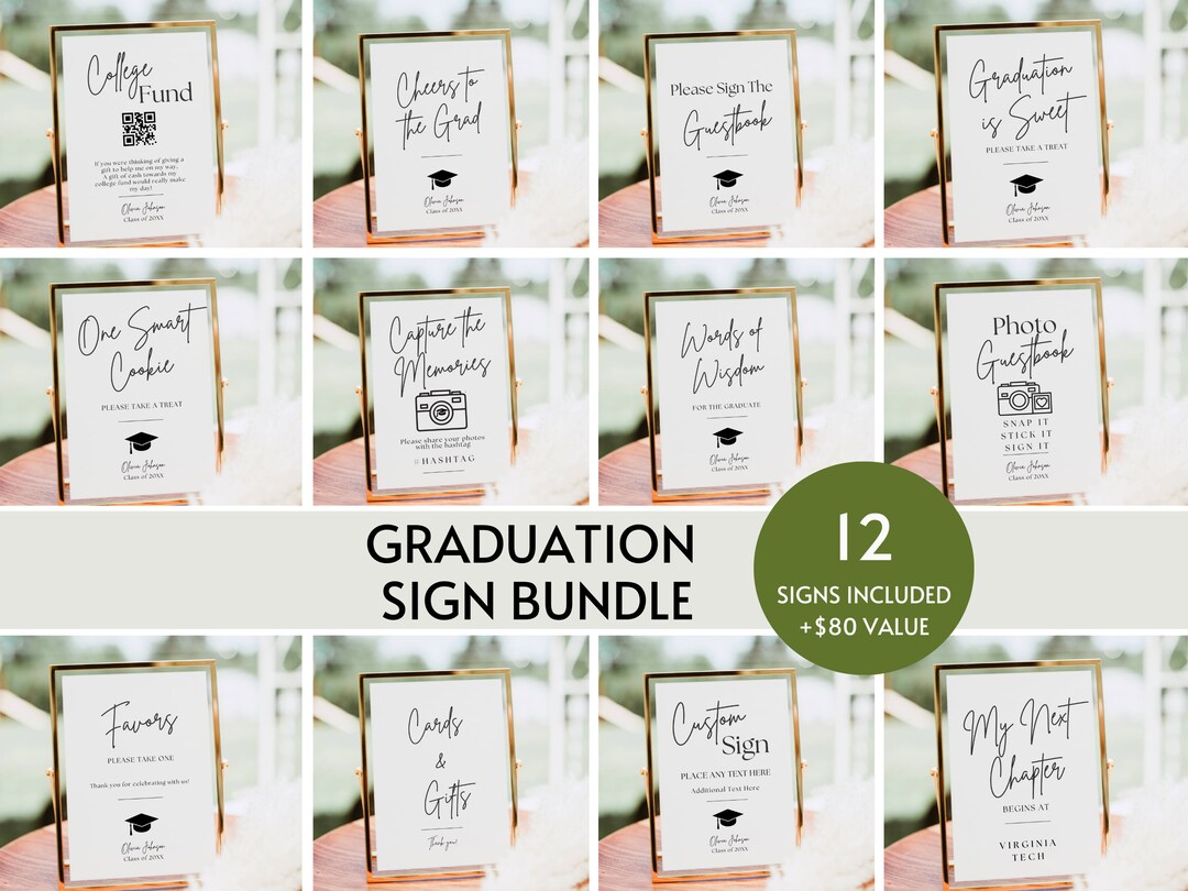 Graduation Party Sign Bundle Template, Graduation Table Signs, Grad ...