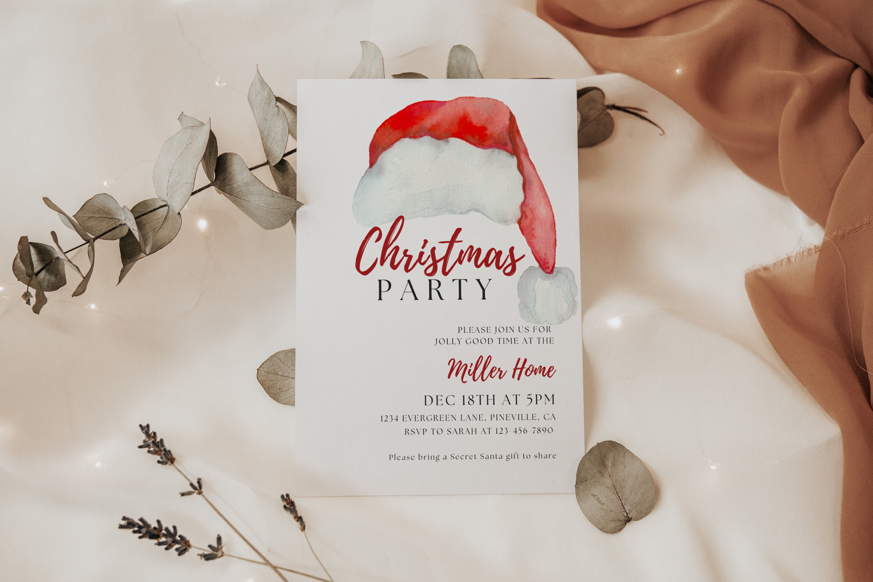 Editable Christmas Party Invitation, Holiday Dinner Party Invite ...