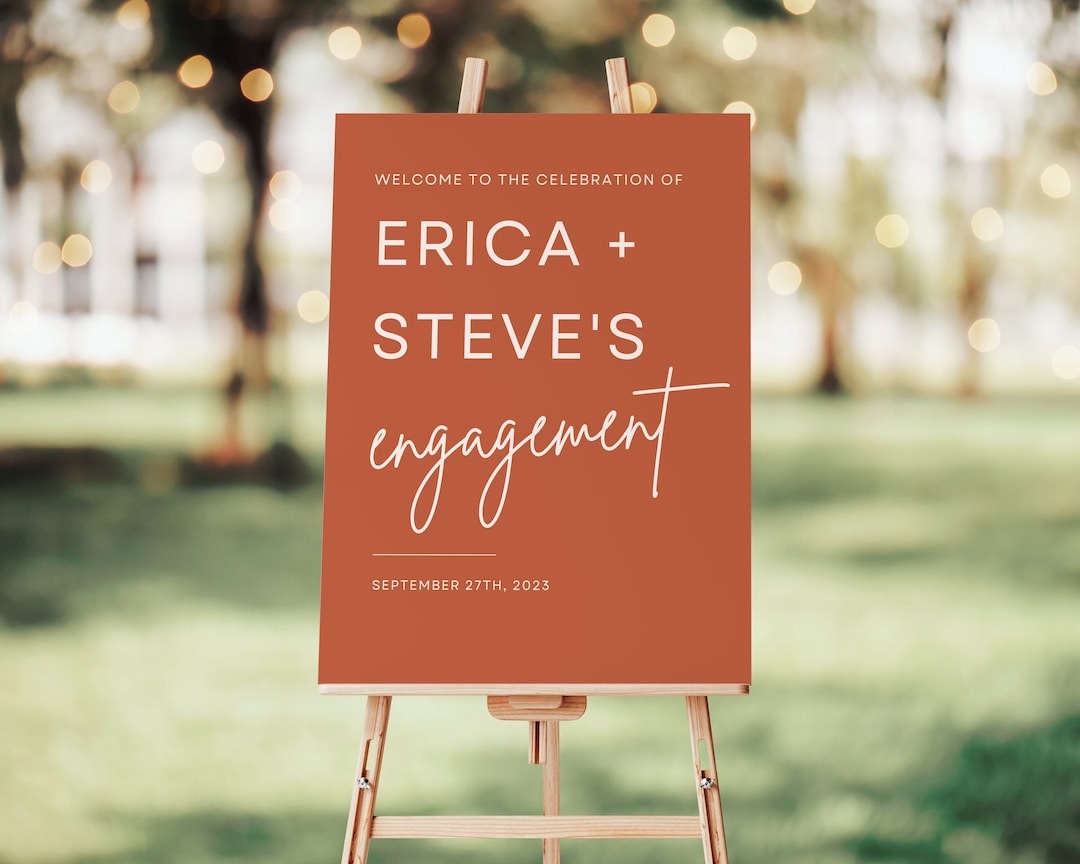 Terracotta Engagement Party Sign, Autumn Engagement Welcome Sign ...