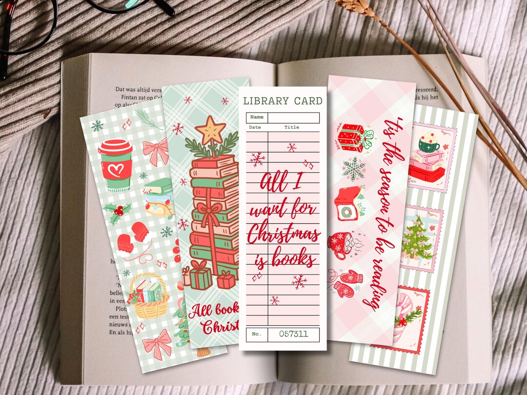 Christmas Holiday Bookmark Bundle, Cozy Winter Book Mark Set Printable ...