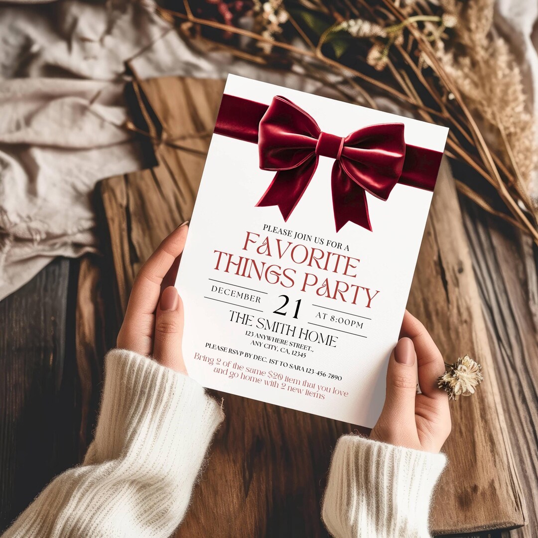 Favorite Things Holiday Party Invitation Template, Christmas Gift ...