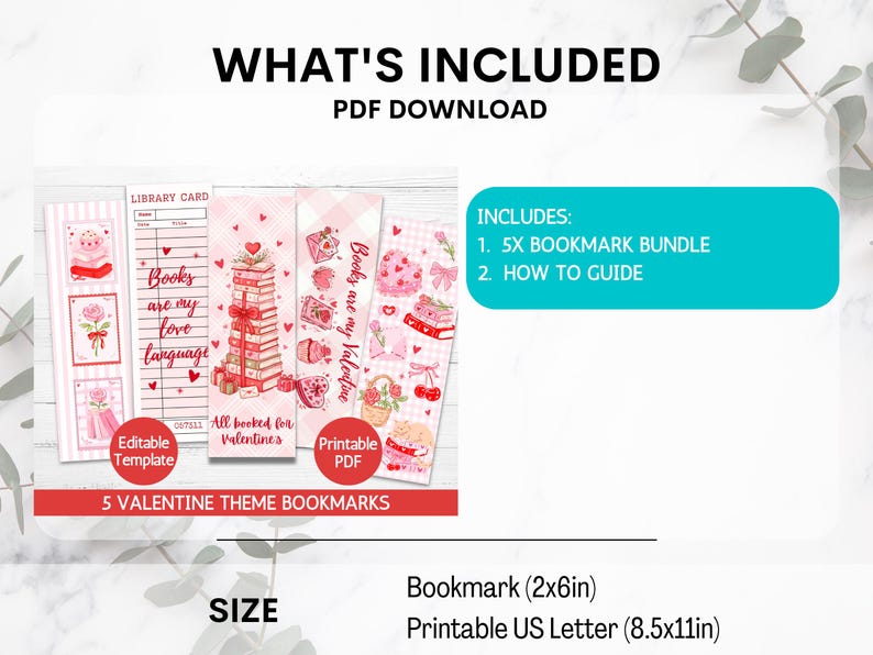 Valentine's Bookmark Bundle, Cozy Vday Book Mark Set Printable, Plaid ...