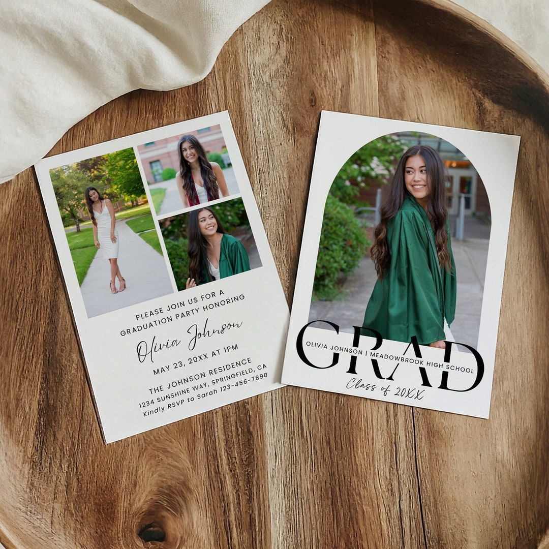 Graduation Invitation Template, Senior Graduate Announcement, Modern ...