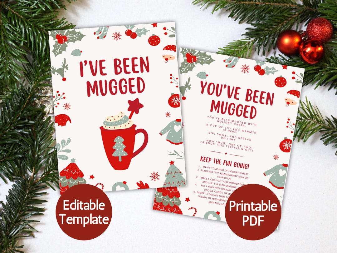 You've Been Mugged Printable, We've Been Mugged Christmas Game, Mug ...
