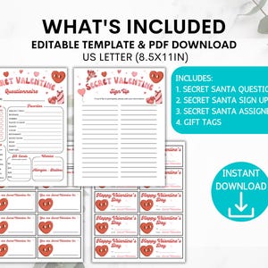 Retro Secret Valentine Survey Questionnaire, Galentines Gift Exchange ...