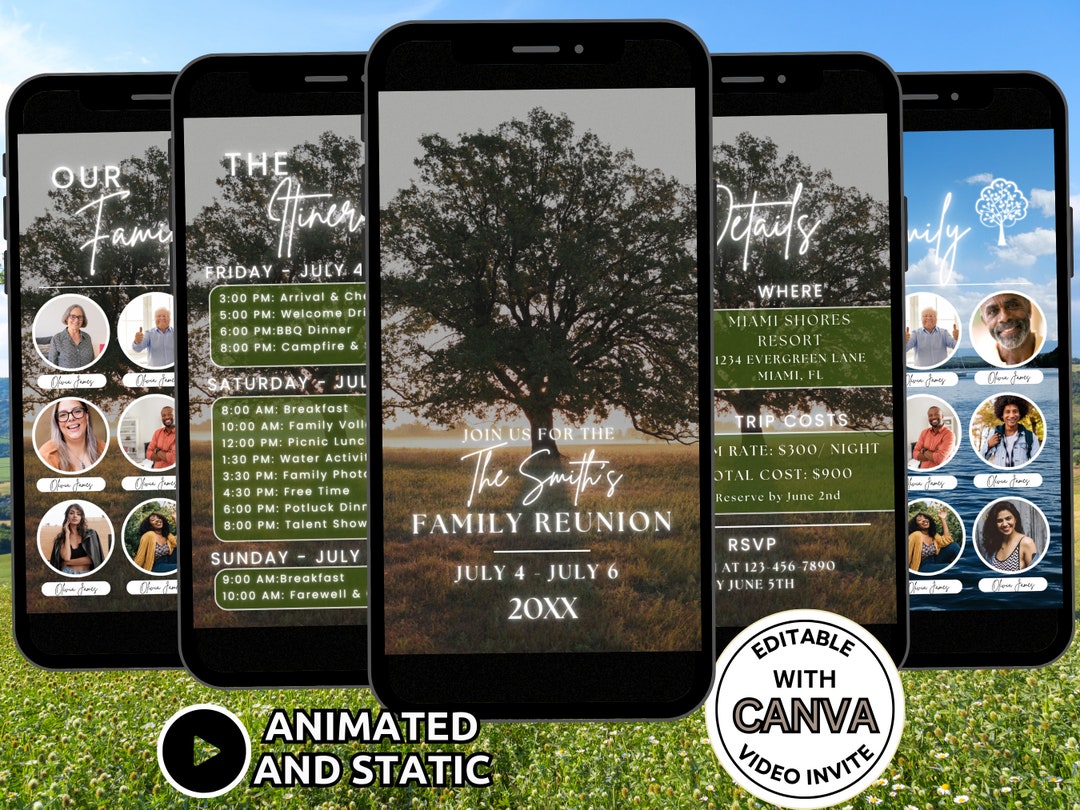 Digital Family Reunion Invitation & Itinerary Template, Family Vacation ...