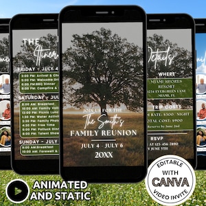 Digital Family Reunion Invitation & Itinerary Template, Family Vacation ...