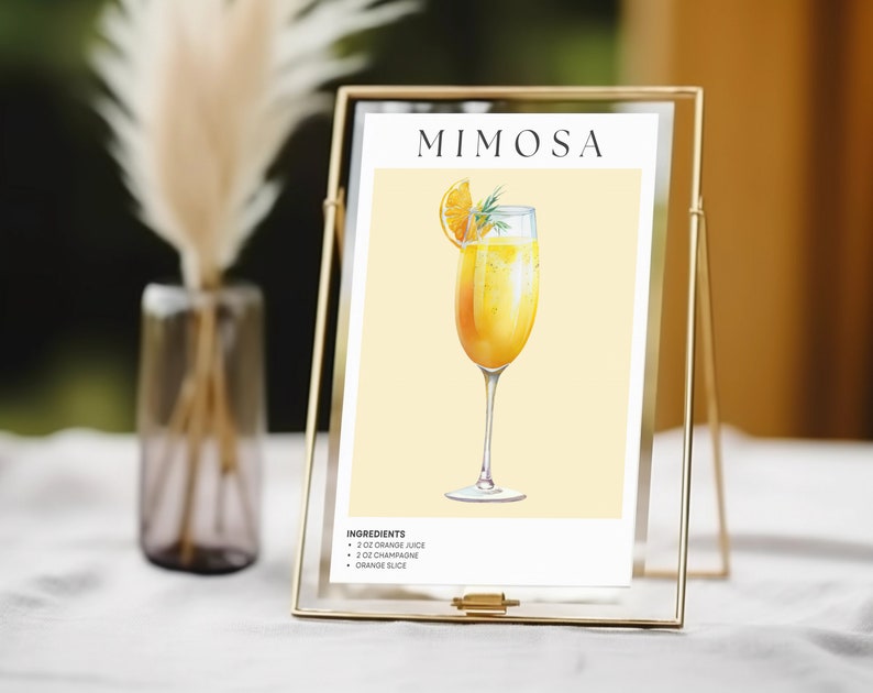Mimosa Bar Sign, Modern Mimosa Cocktail Print, Mimosa Sign, Brunch ...