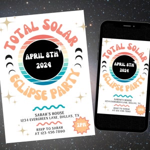 Total Solar Eclipse Party Invitation, Printable Eclipse Viewing Party ...
