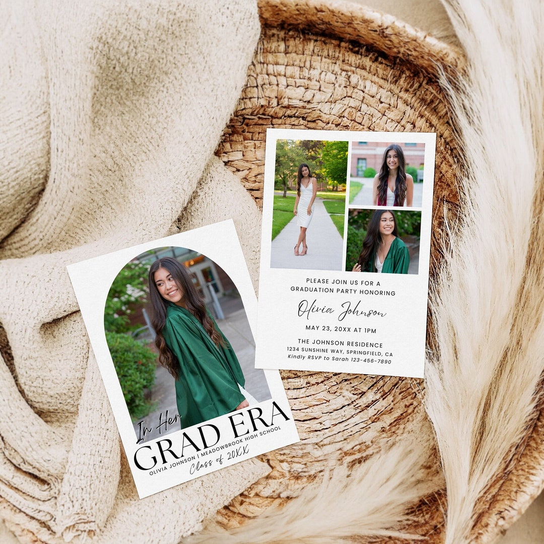 Grad Era Graduation Invitation Template, Senior Graduate Announcement ...
