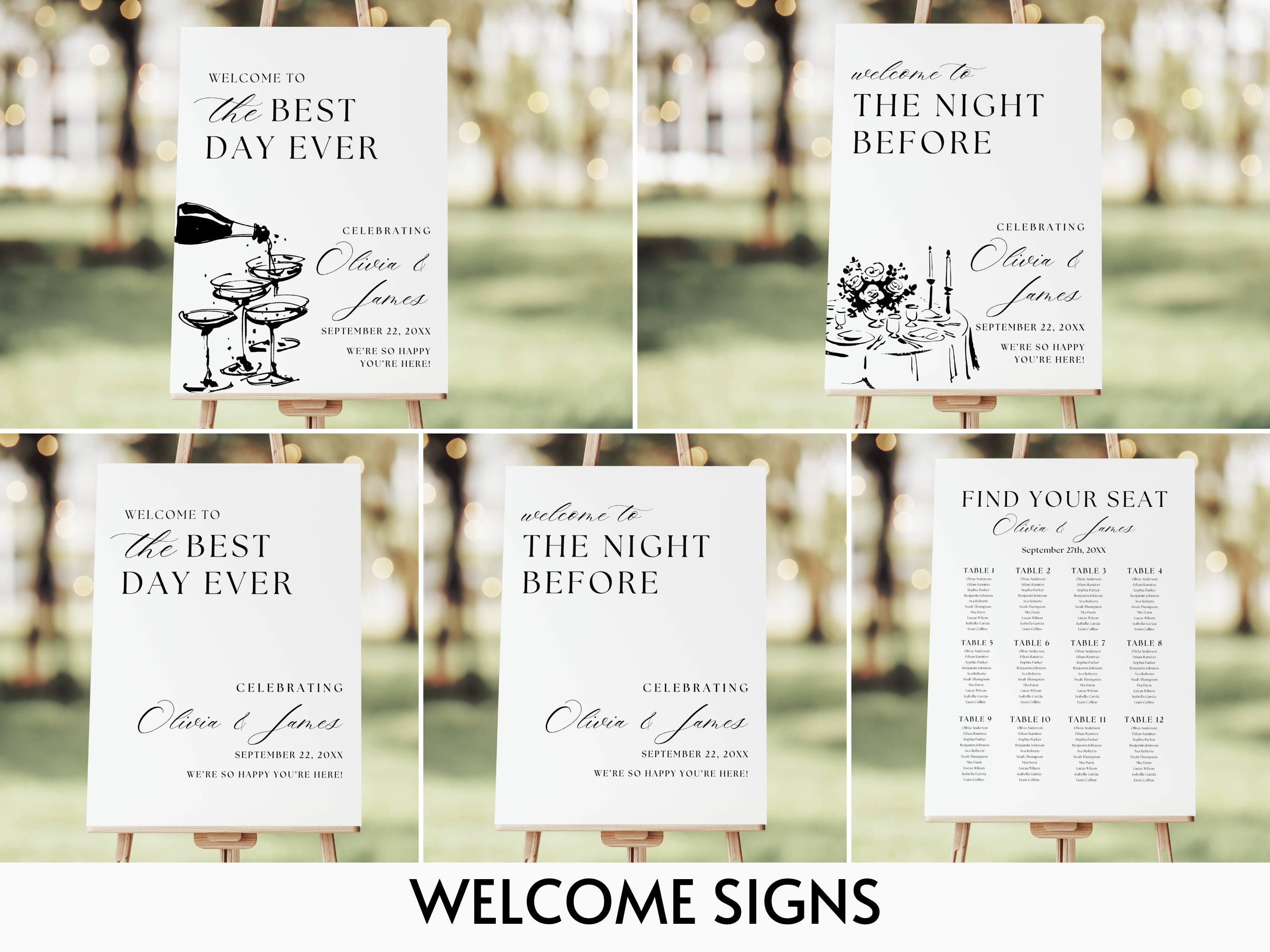 Modern Elegant Wedding Sign Bundle, 70+ Minimalist Wedding Signs ...
