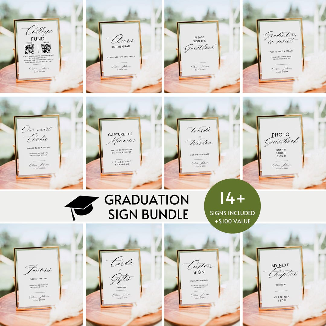 Graduation Party Sign Bundle Template, Graduation Table Signs, Grad ...