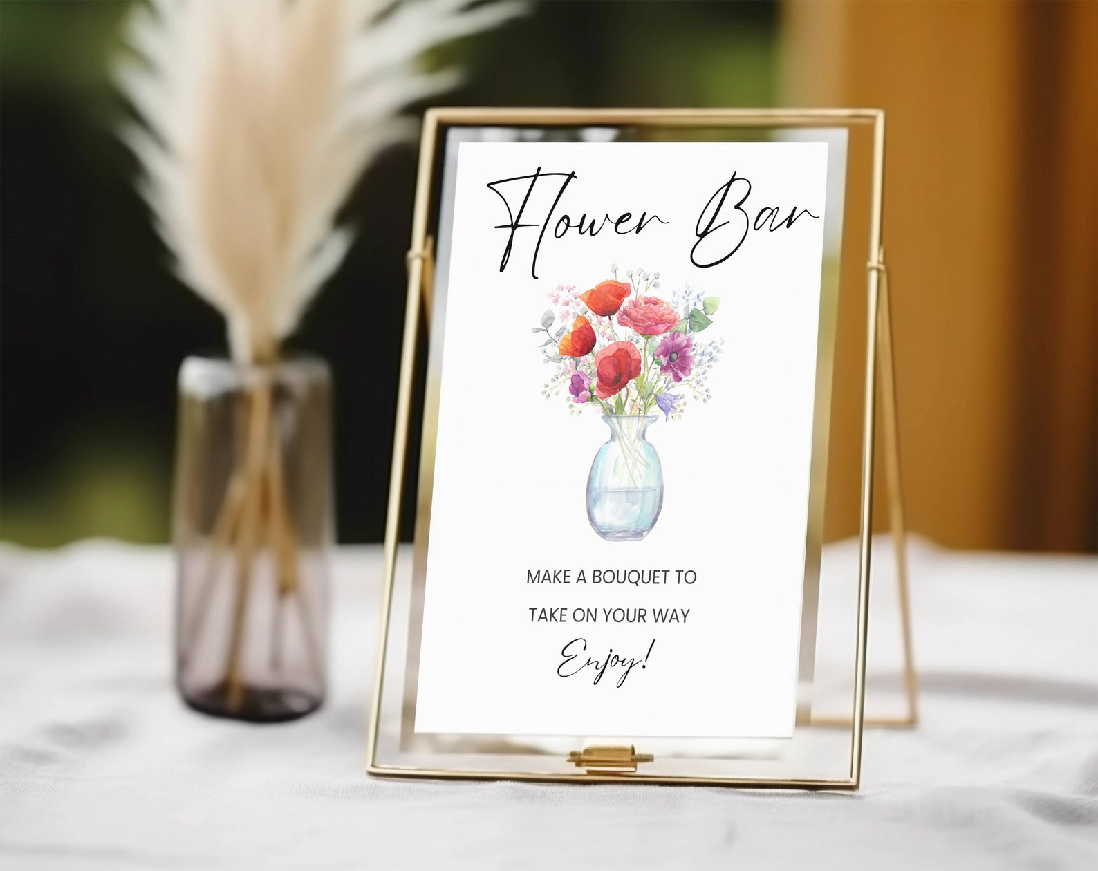 Flower Bar Sign, Wildflower Bloom Bar Print Template, Floral Bridal ...