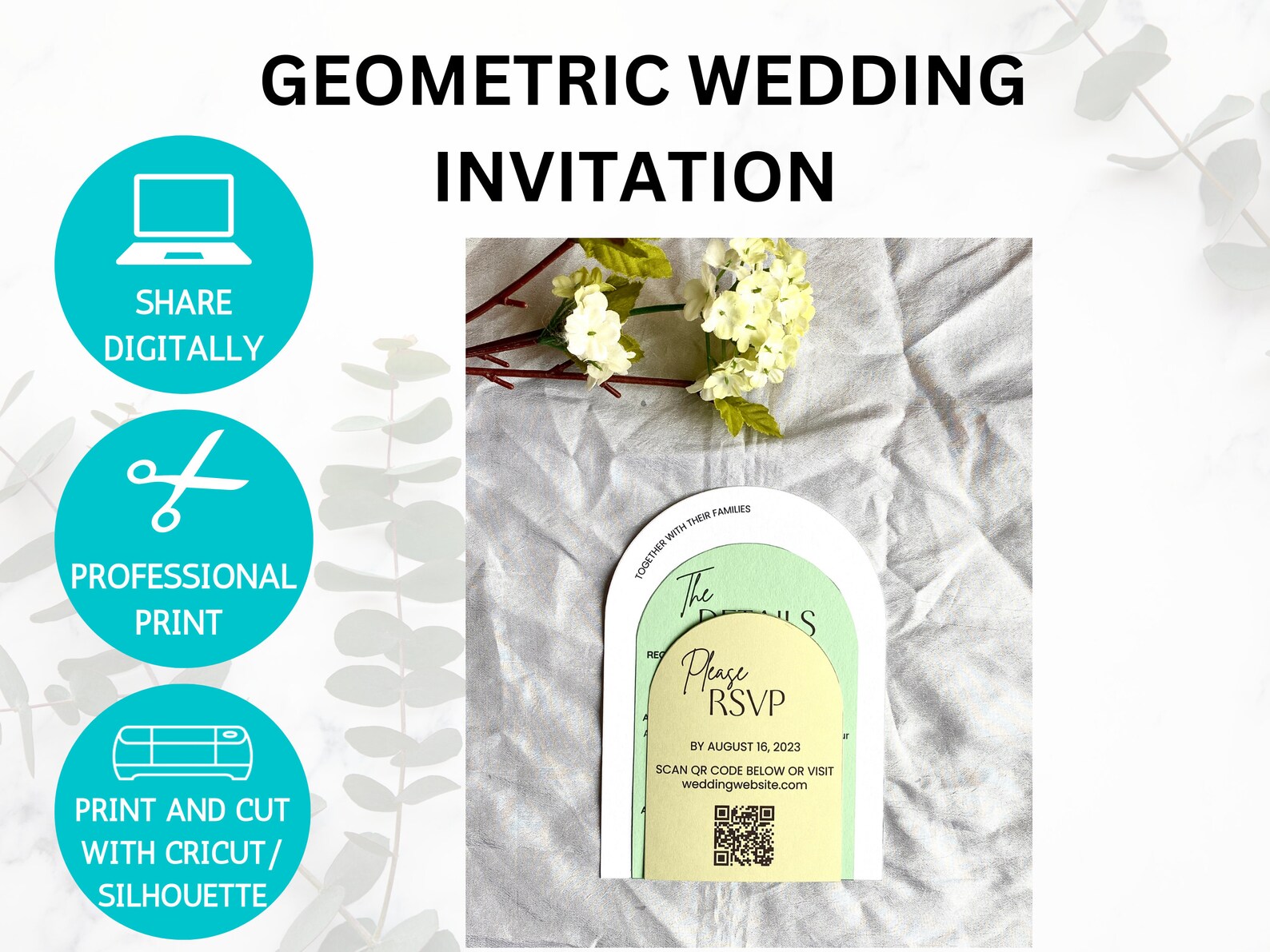 Arched Wedding Invitation Bundle Geometric Invitation - Etsy