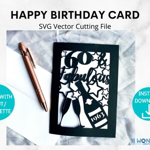 60 and Fabulous Birthday Card Template, Happy 60th Birthday Card Cutout ...